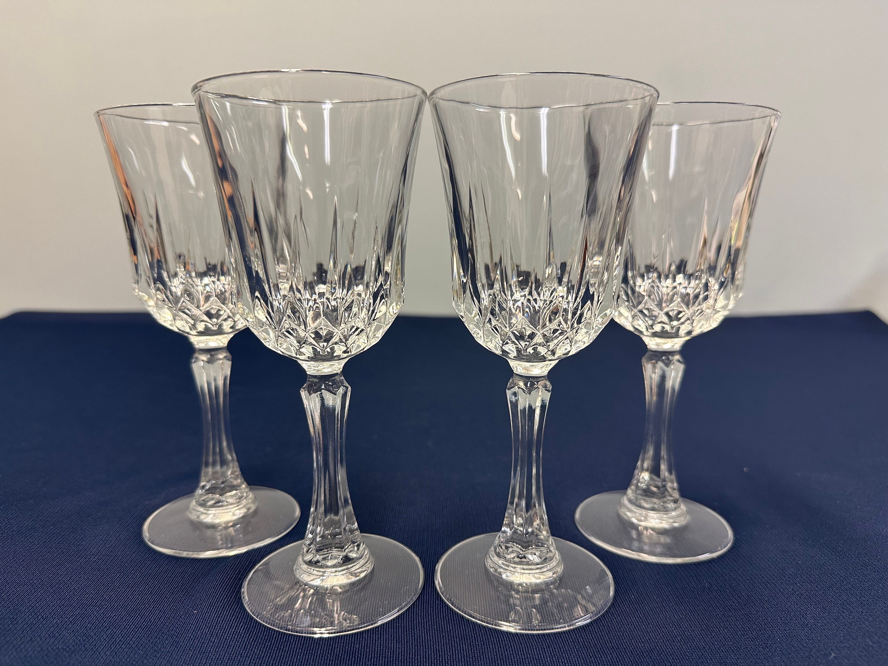Cut Glass Wine Glasses, Set of 4, Ornate White Wine Glasses, Cut Glass ...