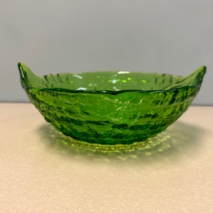 Blenko Glass Green Glass Console Bowl, Green Art Glass Fruit Bowl ...