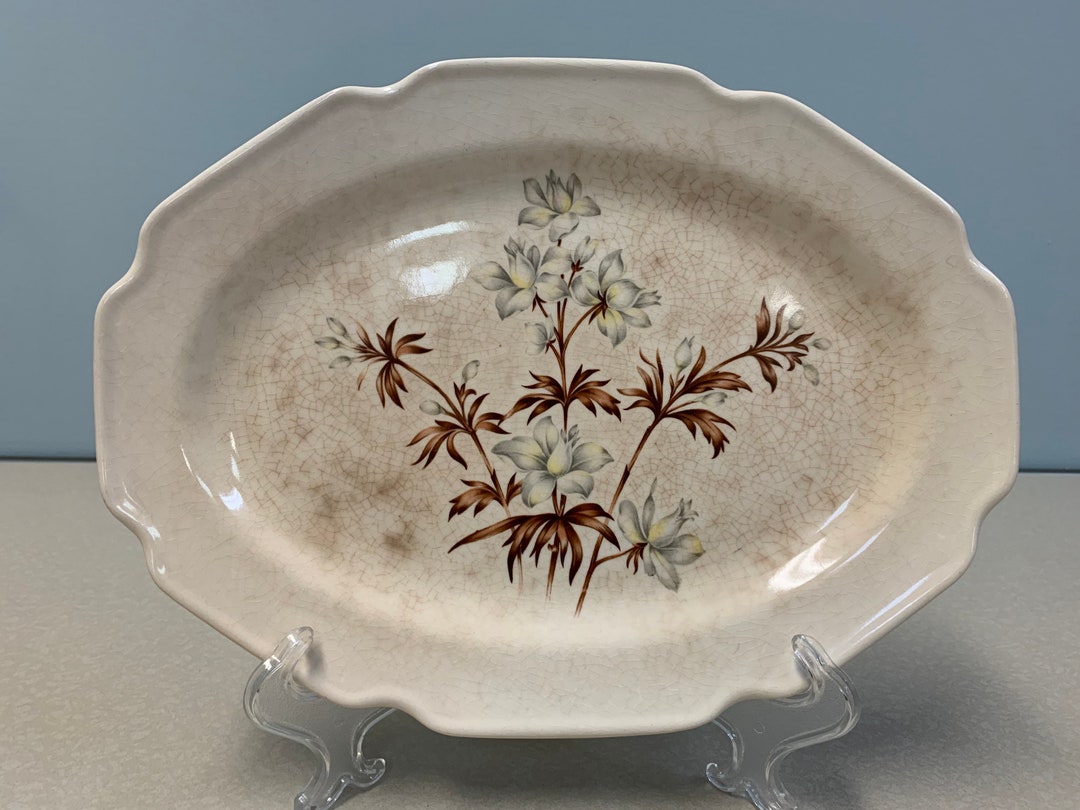 Antique Decorative China Serving Platter With Magnolias or White ...