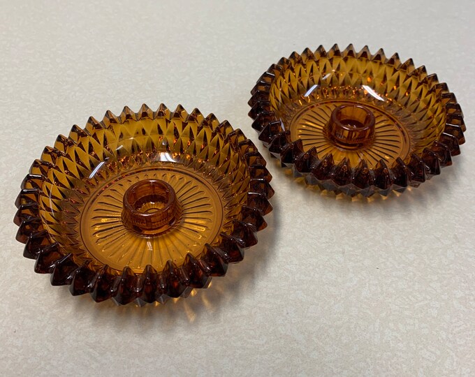 Vintage Indiana Glass Amber Glass Diamond Point Cut Glass - Etsy