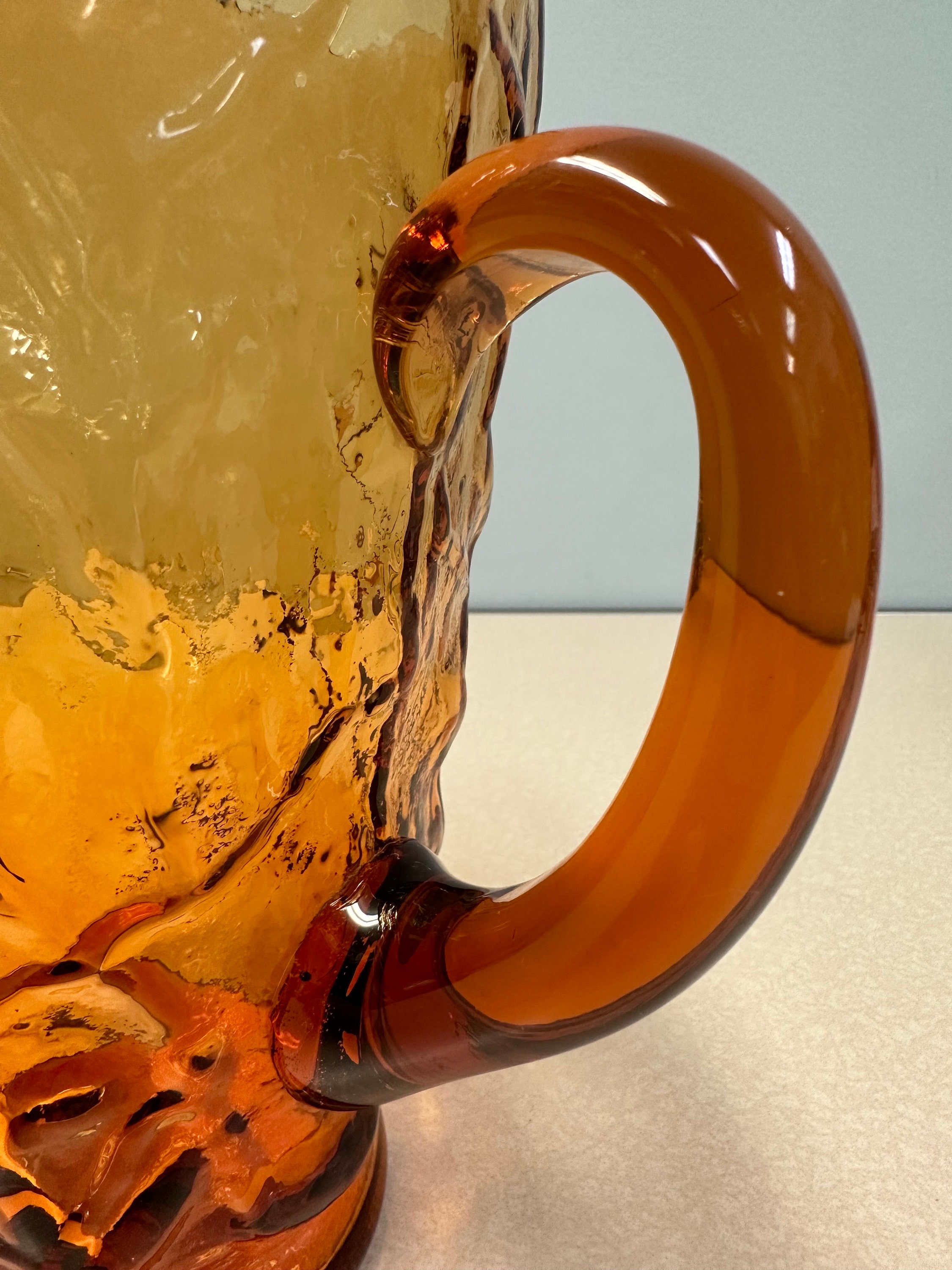 1960s Seneca Amber Glass Pitcher, Driftwood Crinkle Barware - Etsy