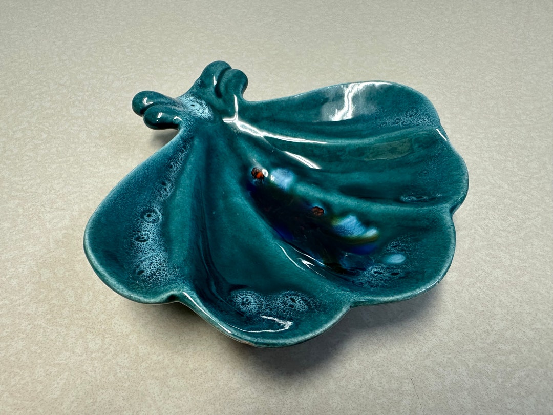 Retro 1960’s or 70’s Deforest Pottery Blue Glaze Clamshell Soap Dish ...