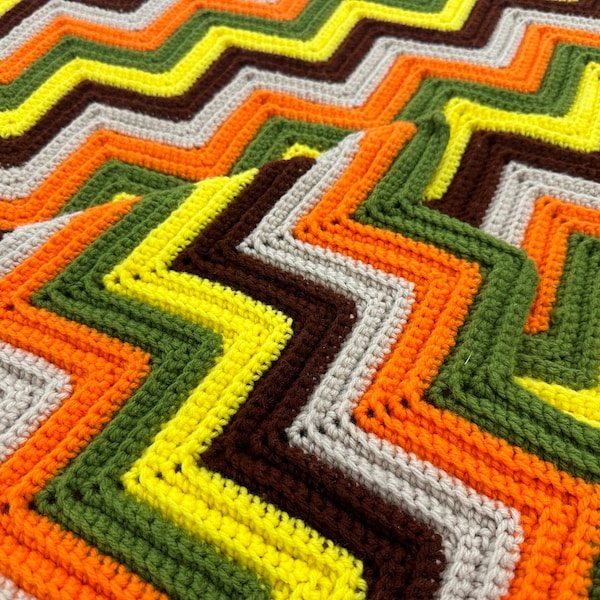 Handmade Chevron Zig Zag Crochet Afghan, Multicolor Afghan, 48 X 51, New - Etsy