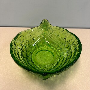 Blenko Glass Green Glass Console Bowl, Green Art Glass Fruit Bowl ...