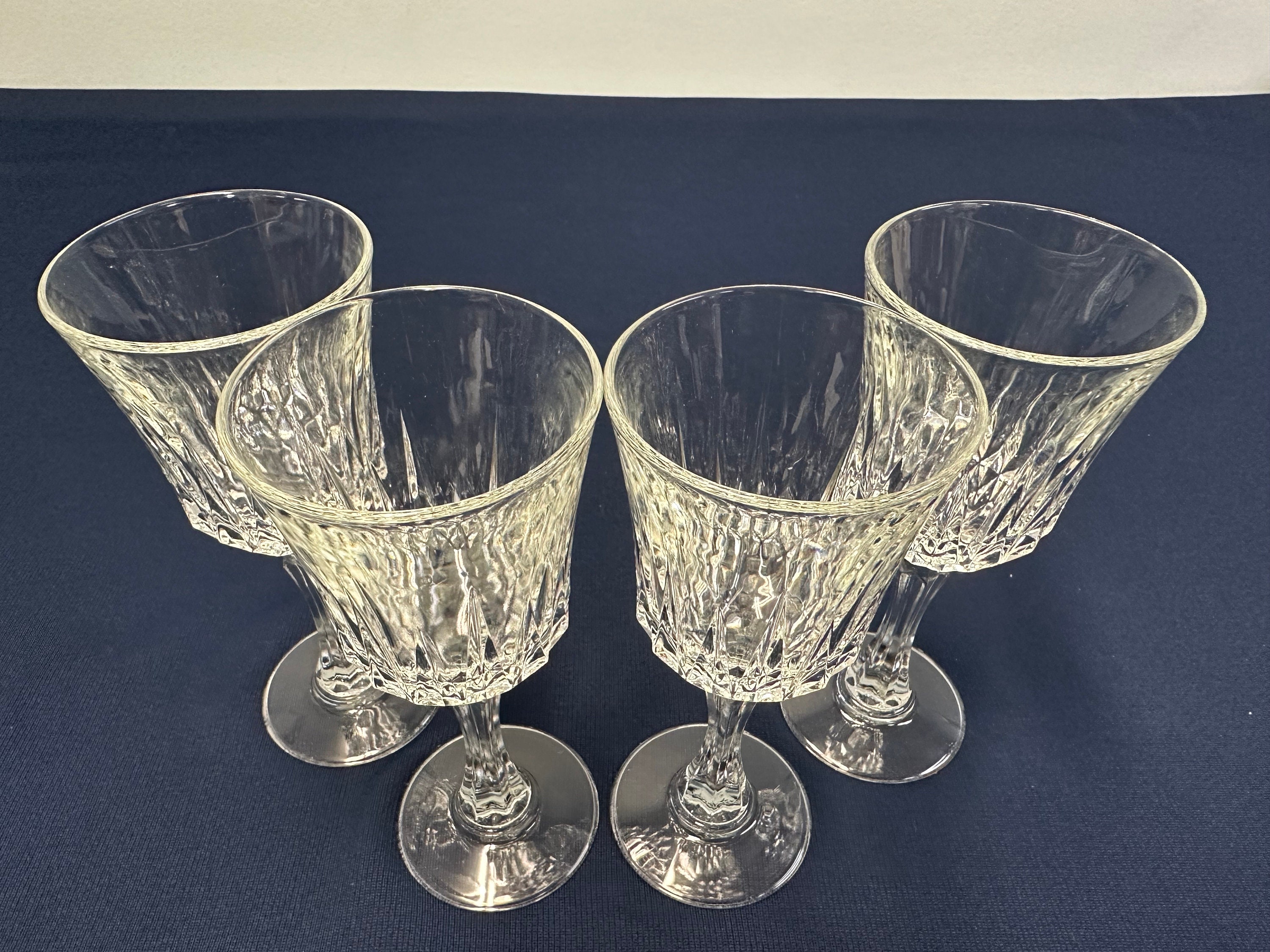 Cut Glass Wine Glasses, Set of 4, Ornate White Wine Glasses, Cut Glass ...