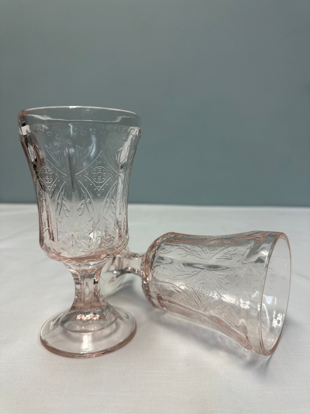 Indiana Glass Co Reflection Pink Water Goblet Glasses, Set of 2, Light ...
