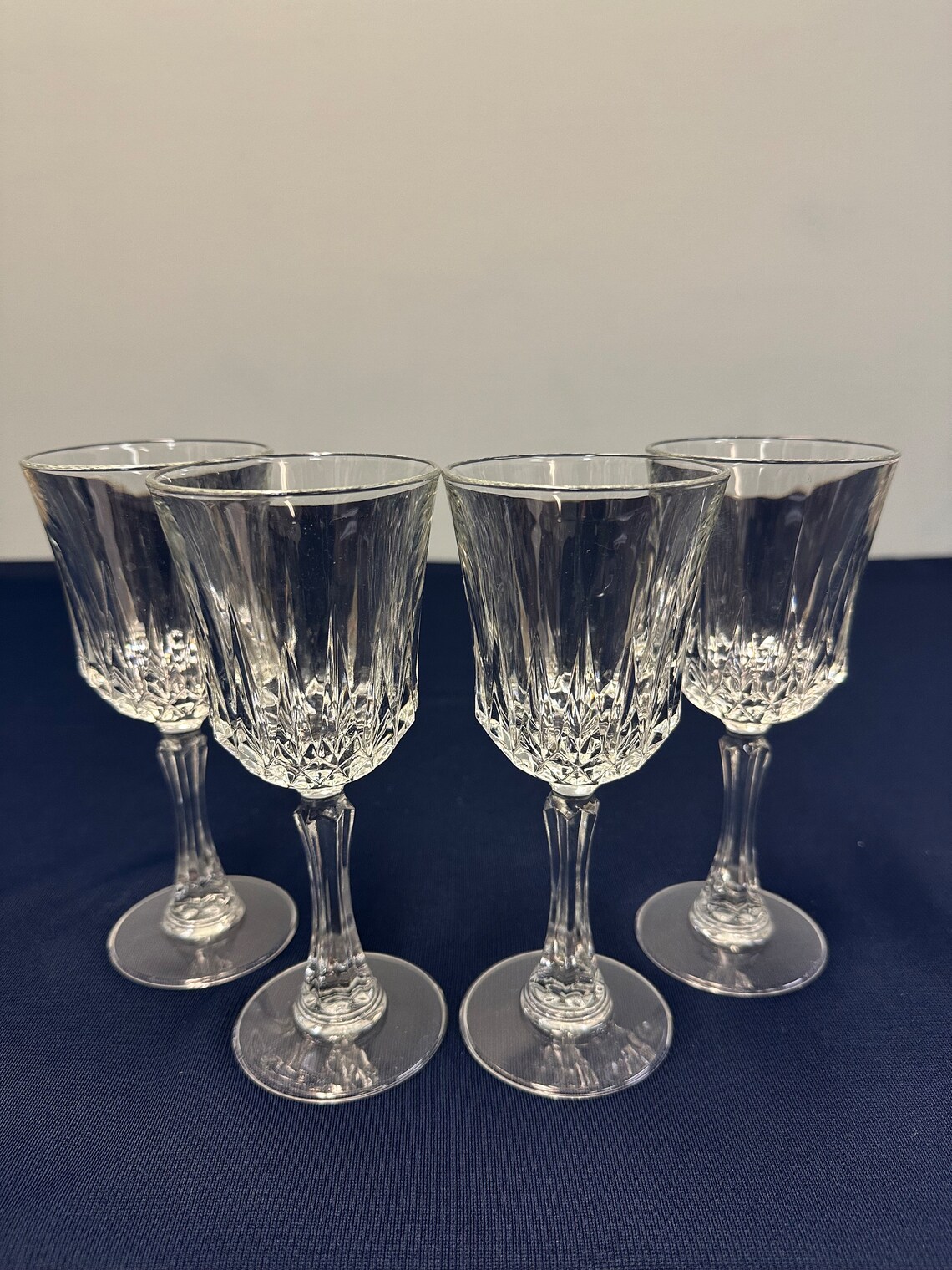 Cut Glass Wine Glasses, Set of 4, Ornate White Wine Glasses, Cut Glass ...