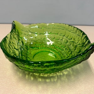 Blenko Glass Green Glass Console Bowl, Green Art Glass Fruit Bowl ...