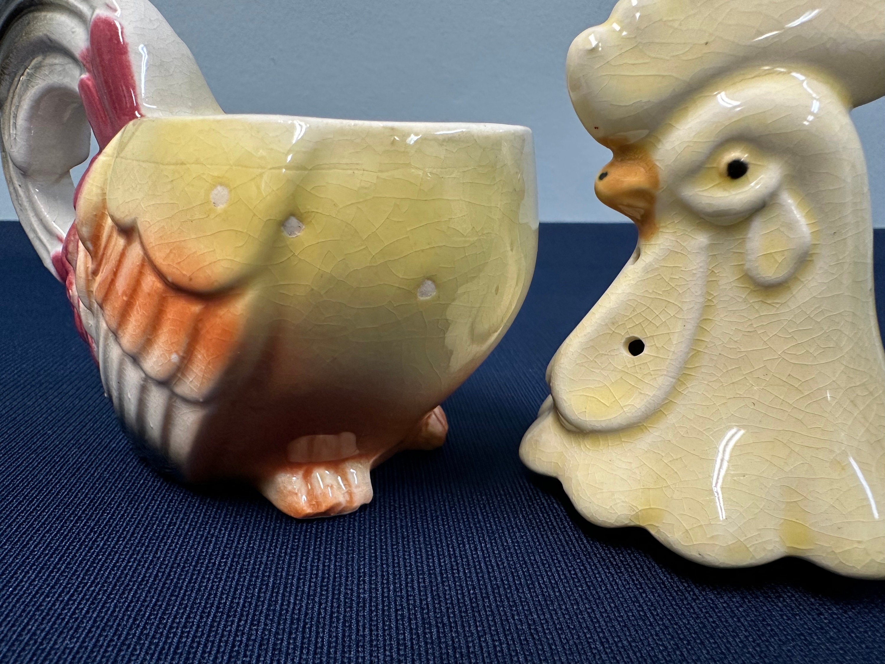 Vintage Rooster Chicken Sugar & Creamer Set, Vintage Rooster Salt and ...
