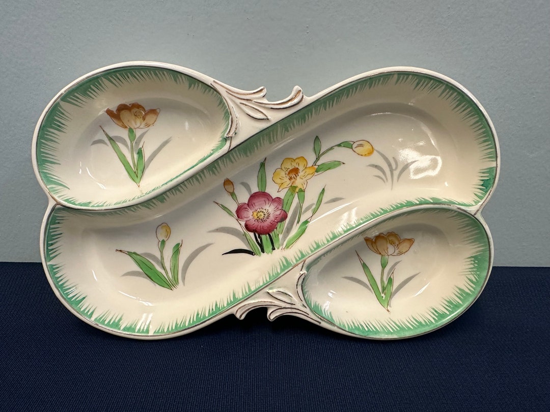 Midcentury Porcelain Divided Trinket Dish, Floral Poppy Dresser Tray - Etsy
