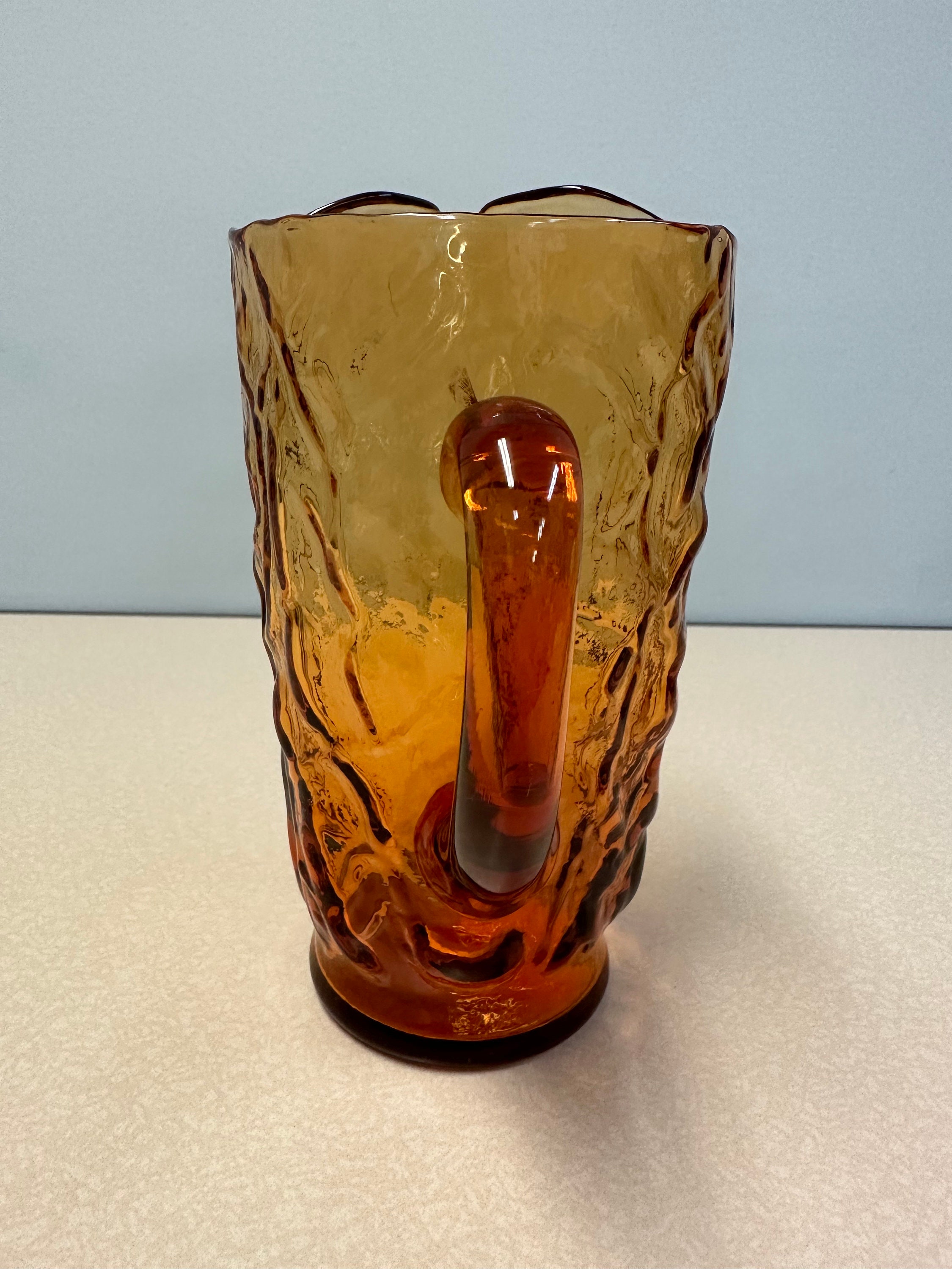 1960s Seneca Amber Glass Pitcher, Driftwood Crinkle Barware - Etsy