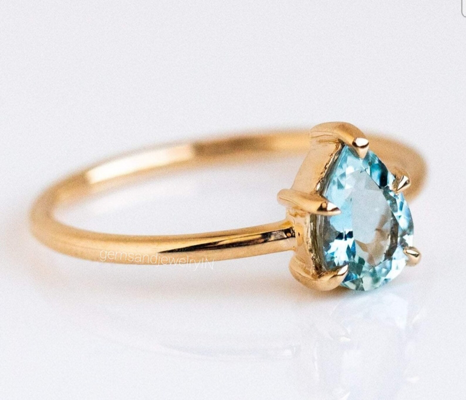 Natural Blue Topaz Silver Ring 925 Sterling Silver Gold - Etsy UK