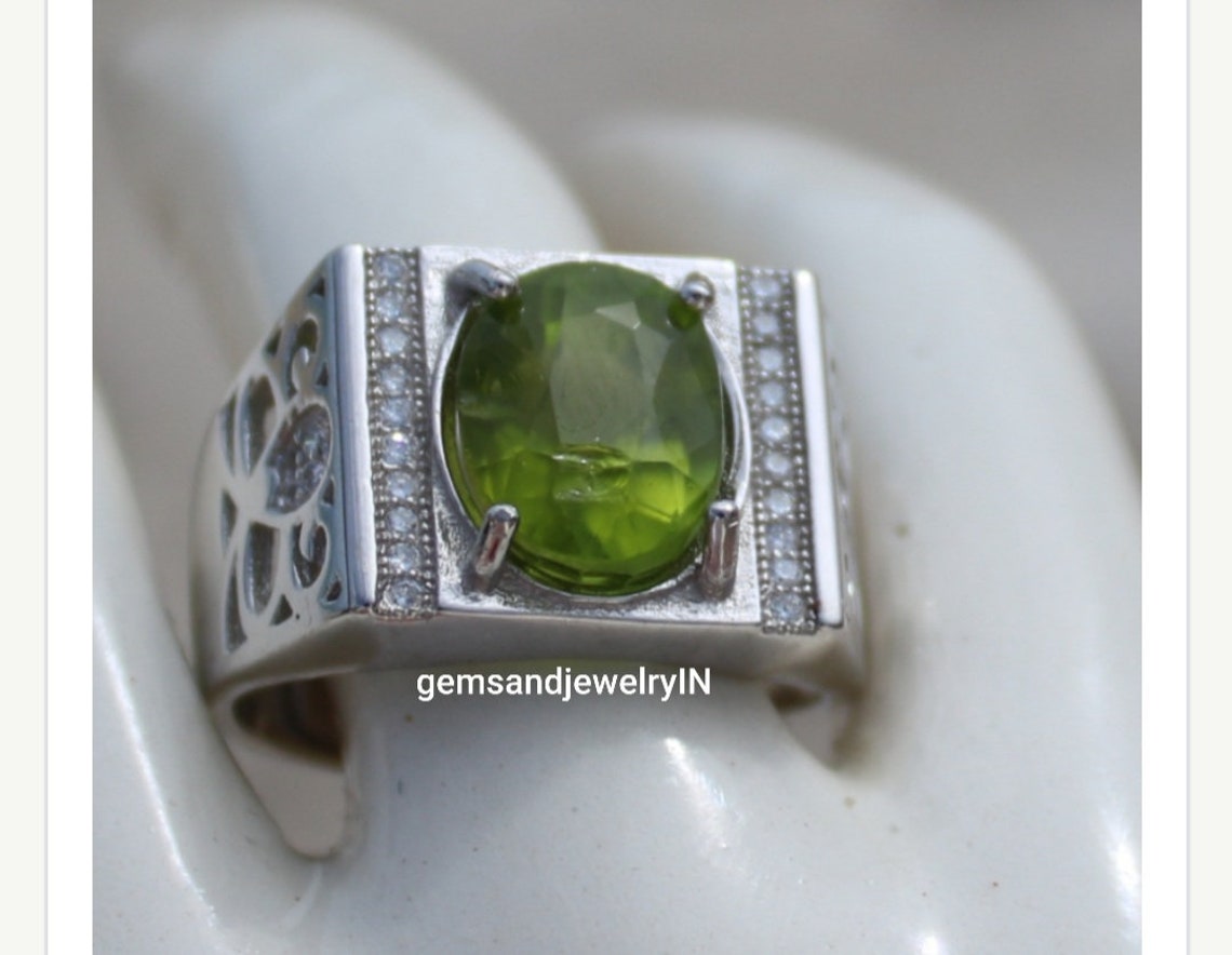 Natural Peridot Men's Ring Solid 925 Sterling Silver AAA | Etsy
