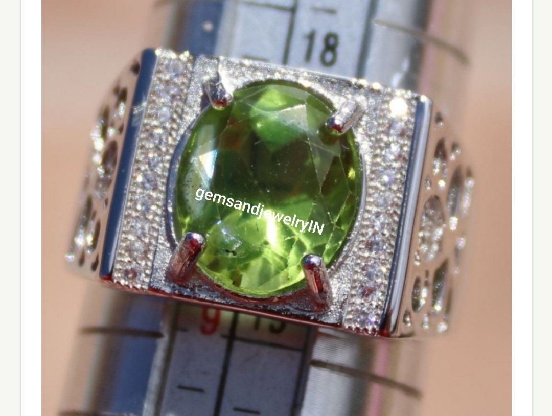 Natural Peridot Men's Ring Solid 925 Sterling Silver AAA | Etsy