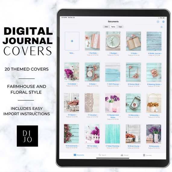 Digital Notebook Covers Farmhouse Journal Digital Journal | Etsy