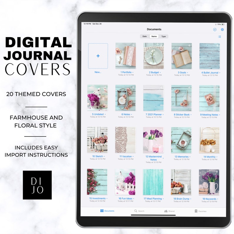 Digital Notebook Covers Farmhouse Journal Digital Journal - Etsy