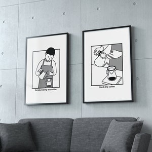 Barista Digital Print Illustration Coffee Wall Art Kitchen Decor ...