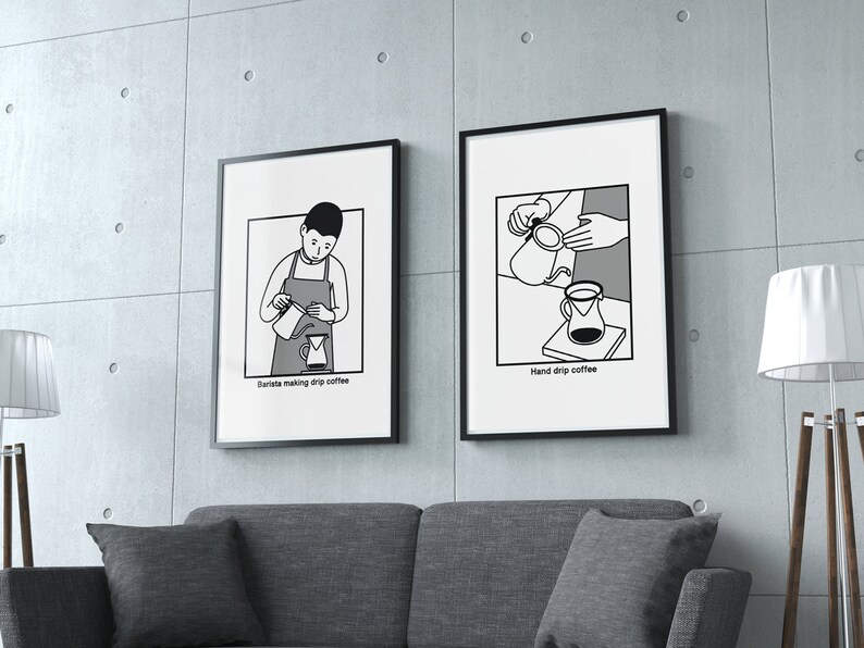 Barista Digital Print Illustration Coffee Wall Art Kitchen Decor ...