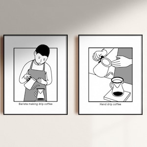 Barista Digital Print Illustration Coffee Wall Art Kitchen Decor ...