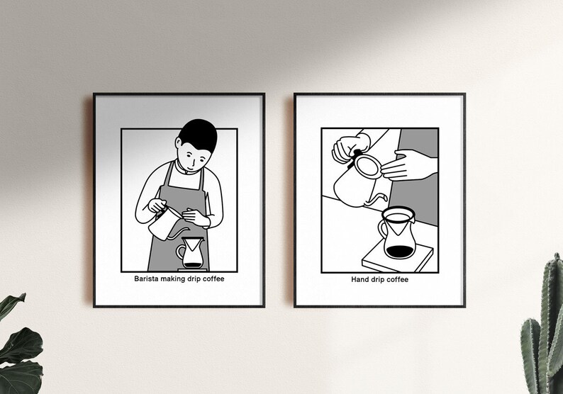 Barista Digital Print Illustration Coffee Wall Art Kitchen Decor ...