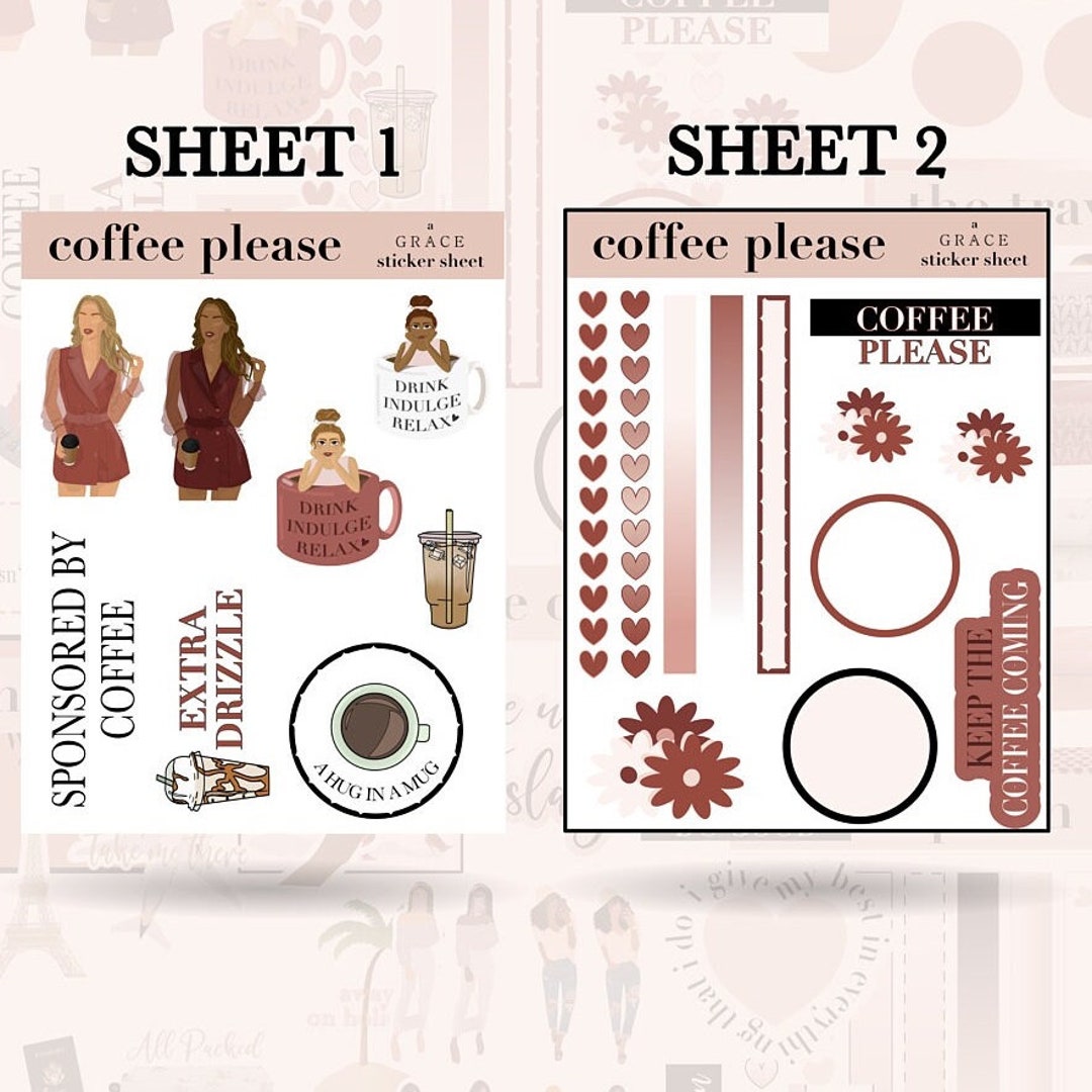 Grace the Shop Planner Stickers Fashion Coffee Please Sticker Sheets ...