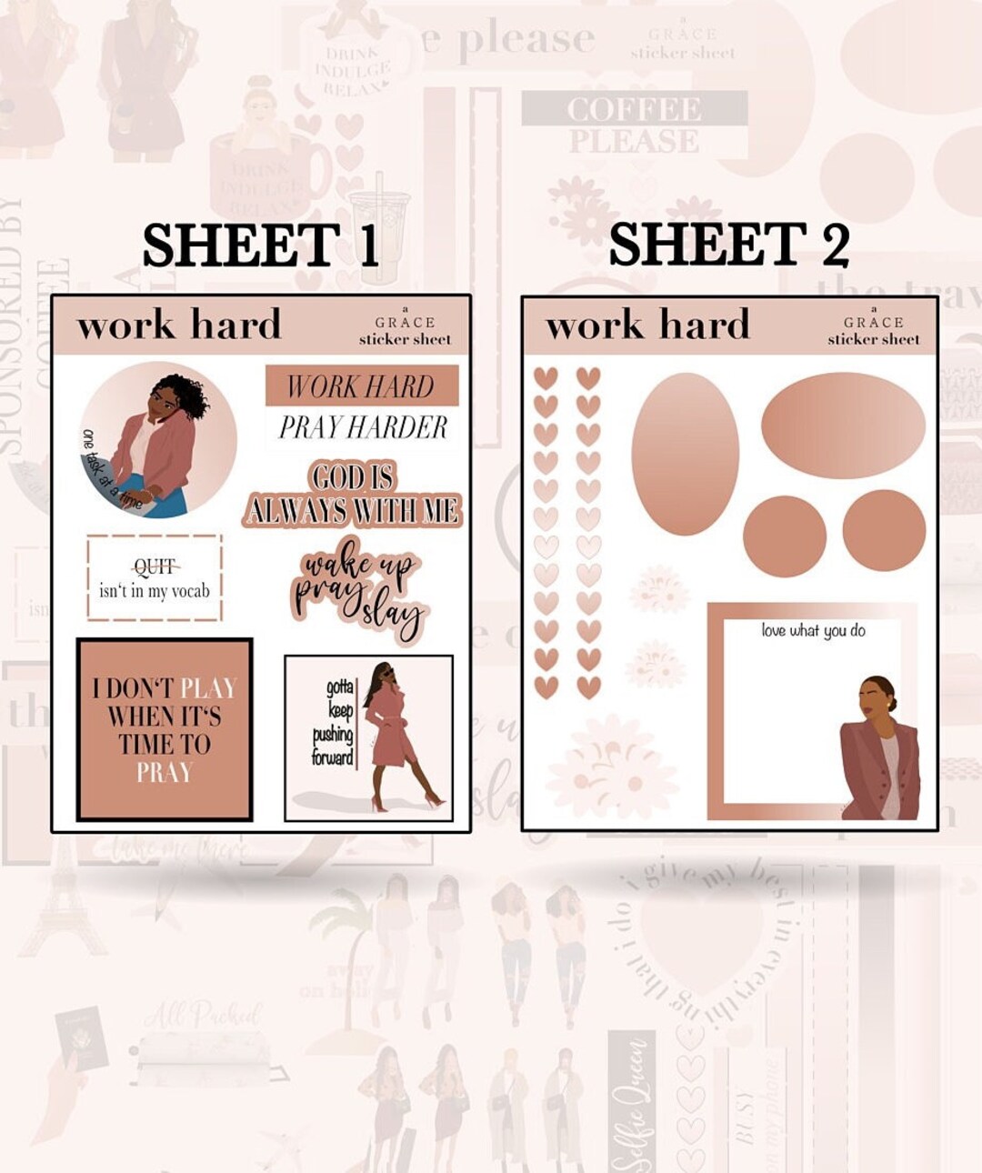 Cute Planner Stickers | Fashion Stickers | Work Hard Sticker Sheets - Etsy