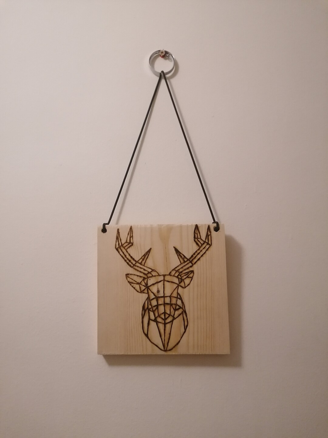 Geometric Stag Pyrography Upcycled Wall Hanging - Etsy