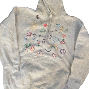 Custom Hand-embroidered DOODLE Sweatshirt | Made to Order | One of A ...