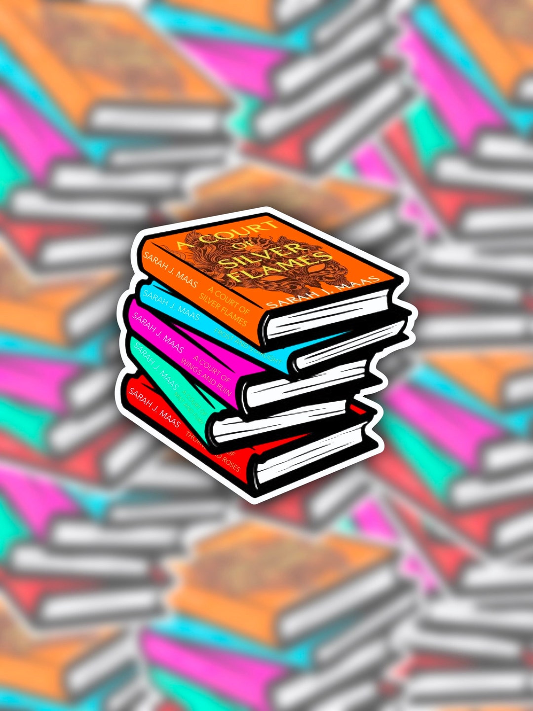 ACOTAR Sticker, Book Stack Sticker, Bookshelf Sticker, Book Lover ...