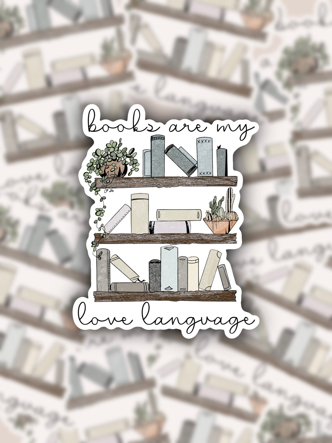 Book Stack Sticker Bookshelf Sticker Book Lover Sticker - Etsy