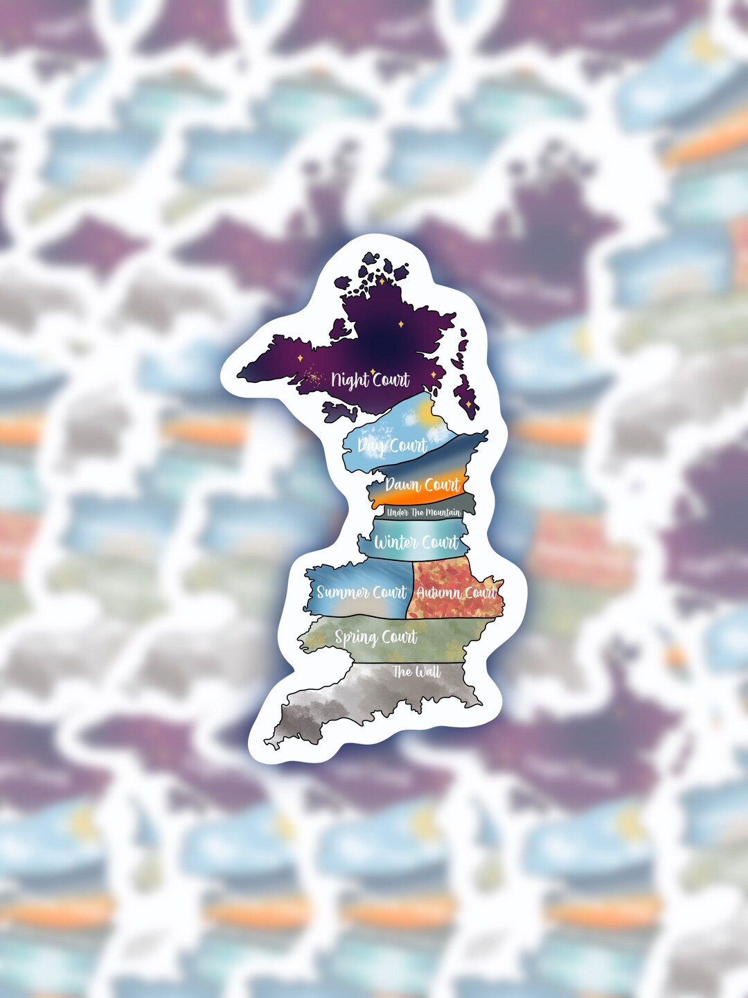 Prythian Map Sticker, Book Stack Sticker, Bookshelf Sticker, Book Lover ...