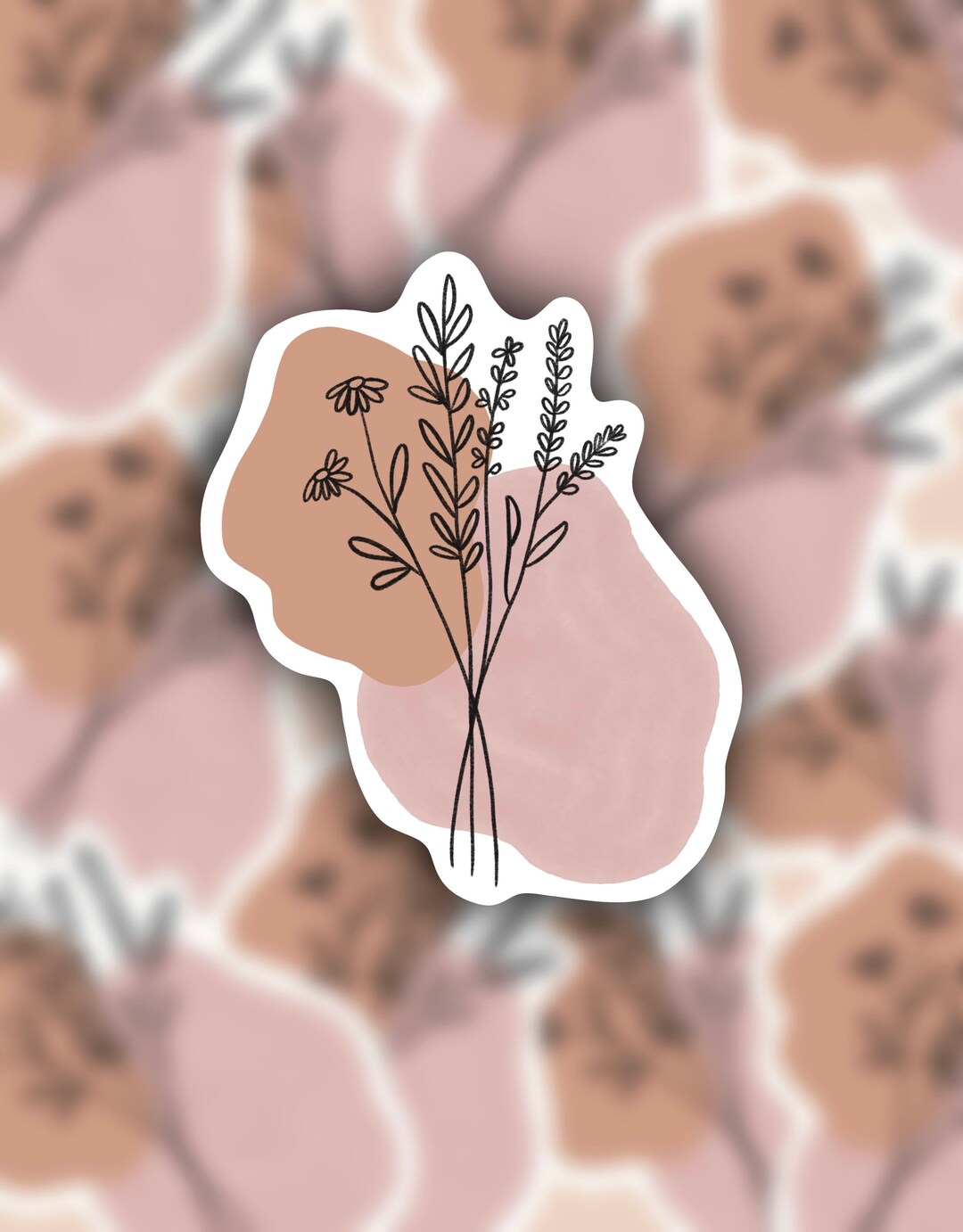 Boho Florals Sticker, Neutral Aesthetic, Summer Aesthetic, Boho ...