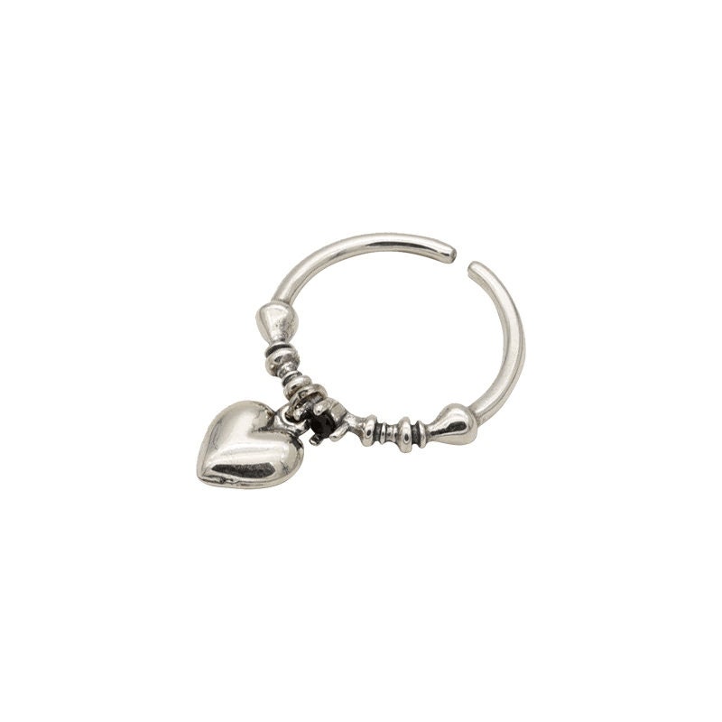 Sterling Silver Dangle Heart Ring Gift for Her For Unisex | Etsy