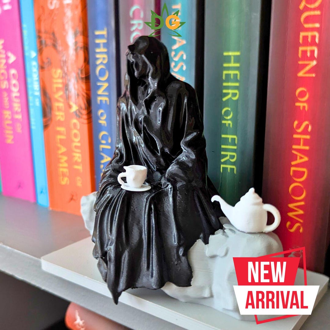 Spill the Tea Bookshelf Decor - Seated Hooded Ghost Figurine With ...