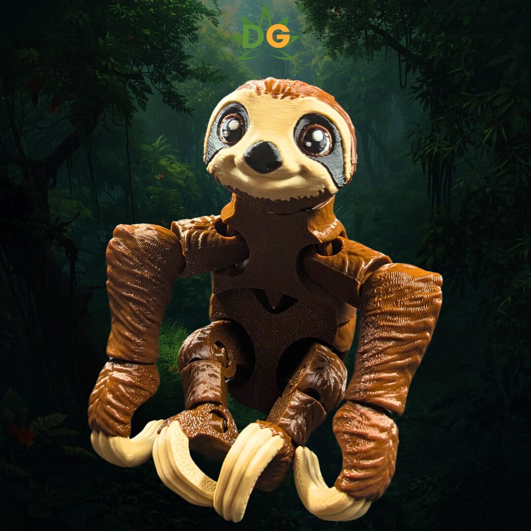 Hanging Sloth 3D Printed Model - Posable Flexi Figure - Sloth Lover ...