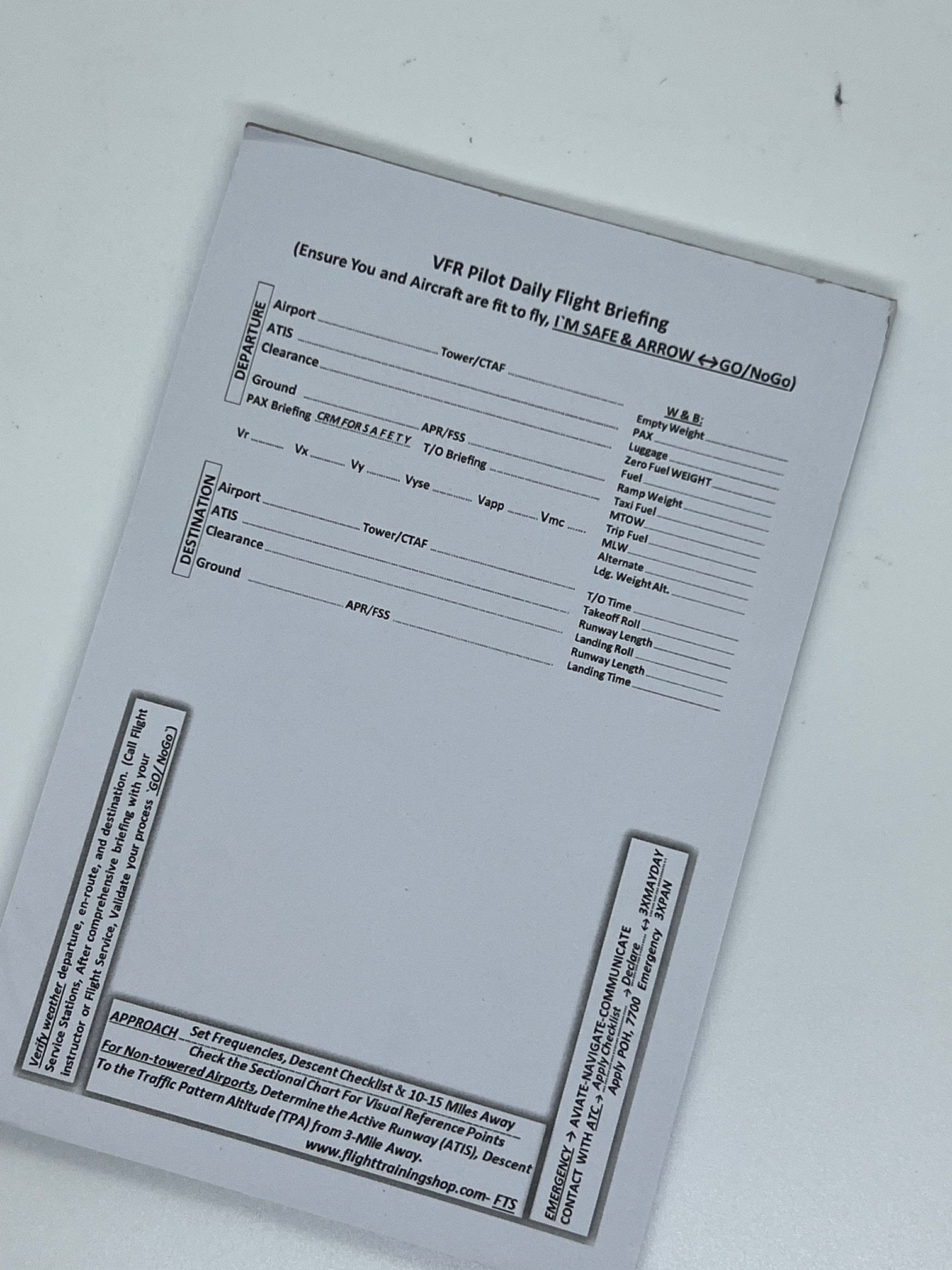 VFR Pilot Writing Pad, Compatible With Pilot Kneeboards (A5 Size, 80 ...