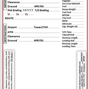 VFR Pilot Writing Pad, Compatible With Pilot Kneeboards (A5 Size, 80 ...