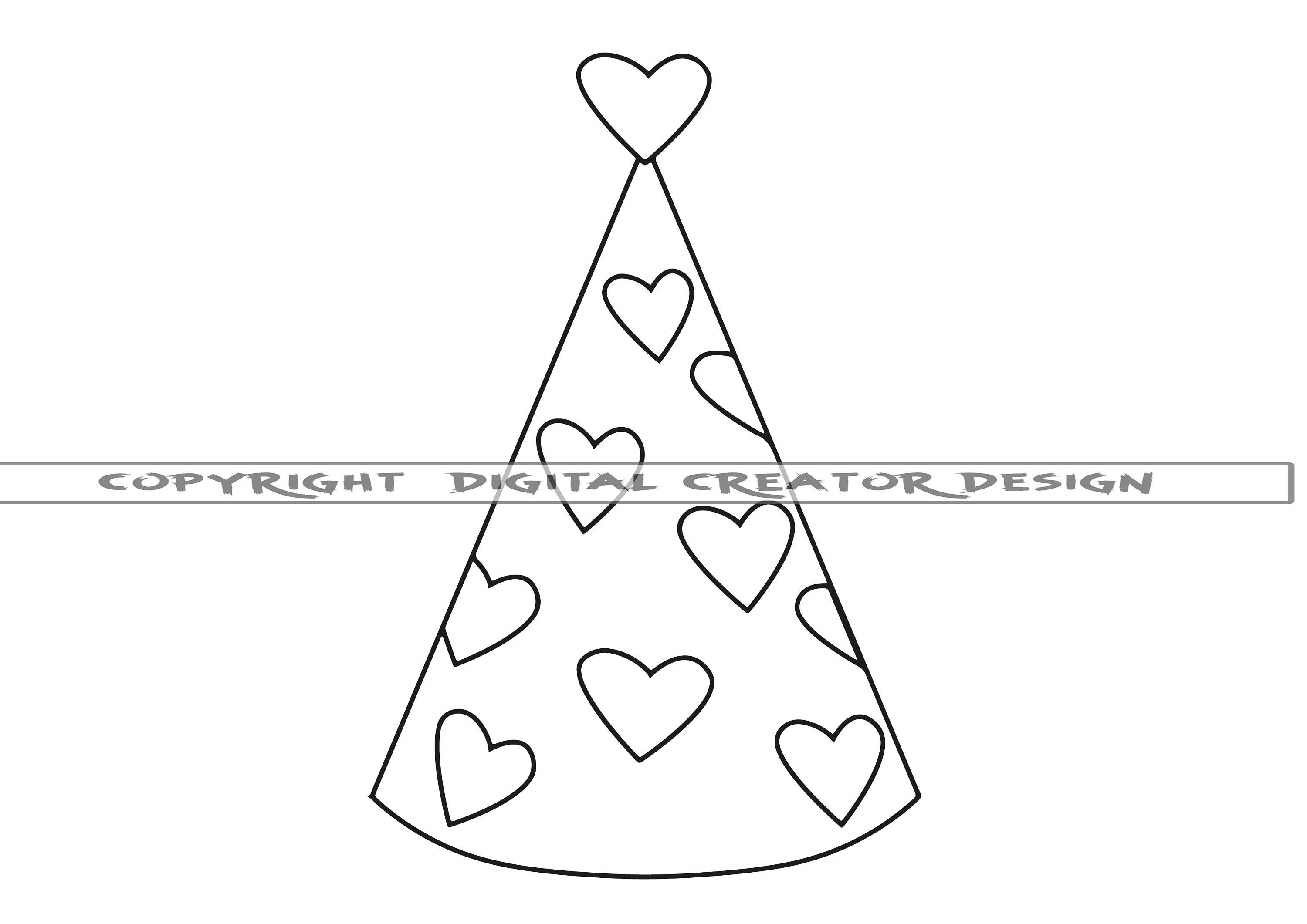 Party Hat 3 Svg Party Hat Outline Svg Birthday Svg Party Etsy