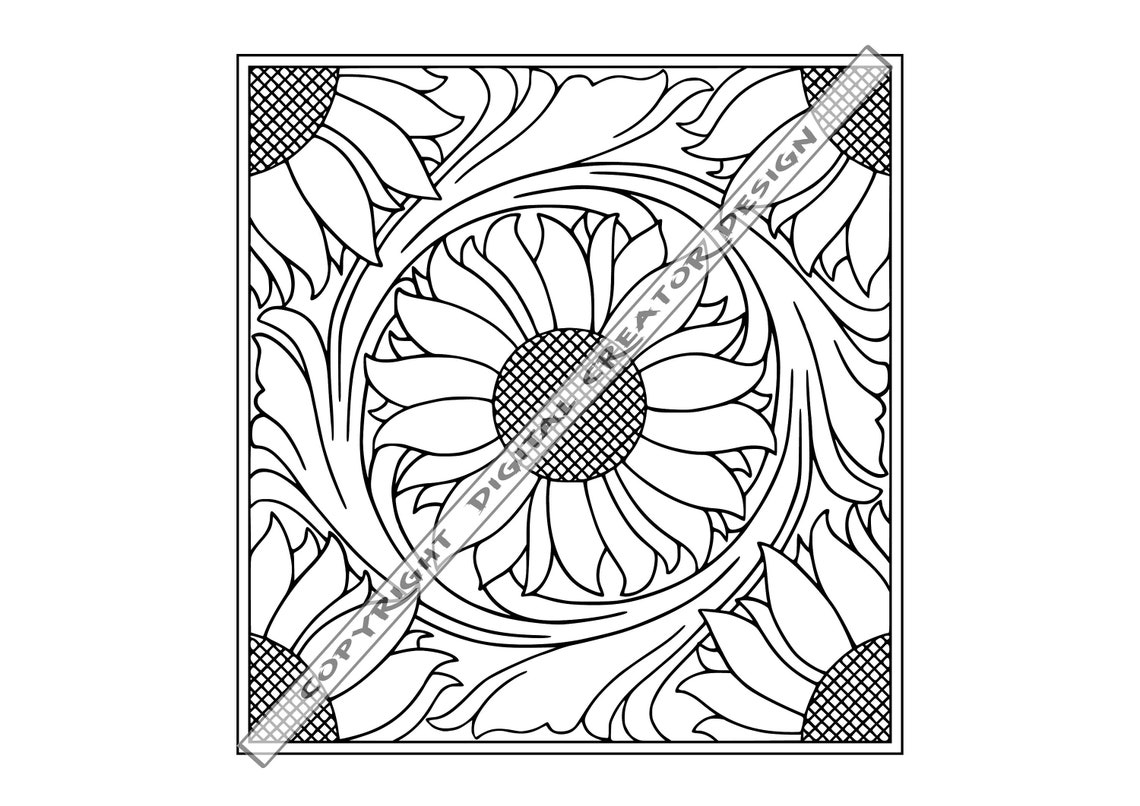 Sunflower Pattern Tooled Leather SVG Western Tooled Leather | Etsy