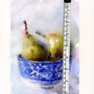 Still Life Plate With a Pattern and Pears, Watercolor Art on Paper 200 ...