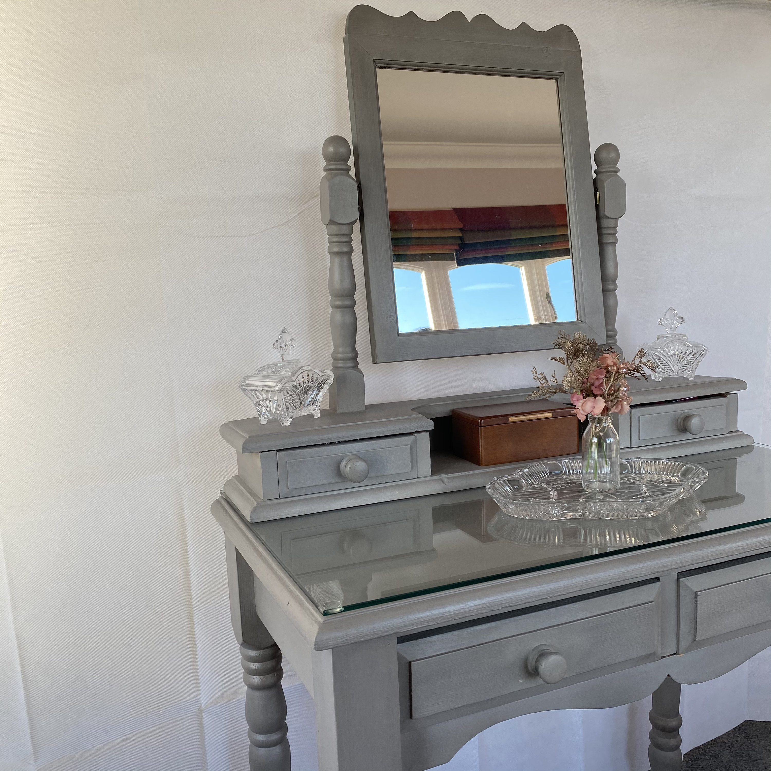 SOLD Ducal Pine Painted Dressing Table & Matching Stool Uk Delivery ...