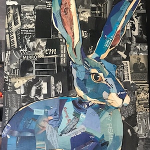 Blue Rabbit Giclee Print - Etsy