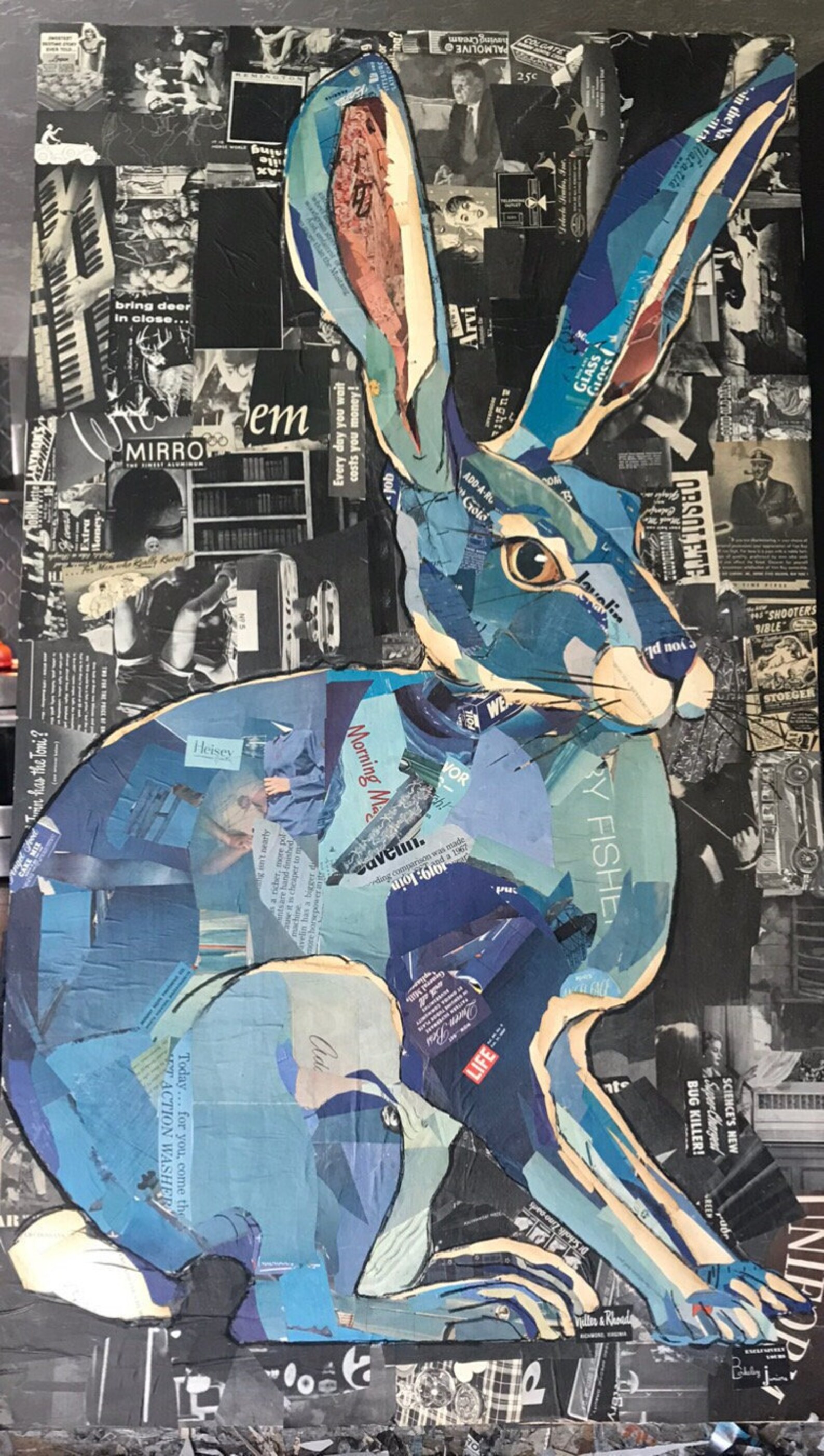 Blue Rabbit Giclee Print - Etsy
