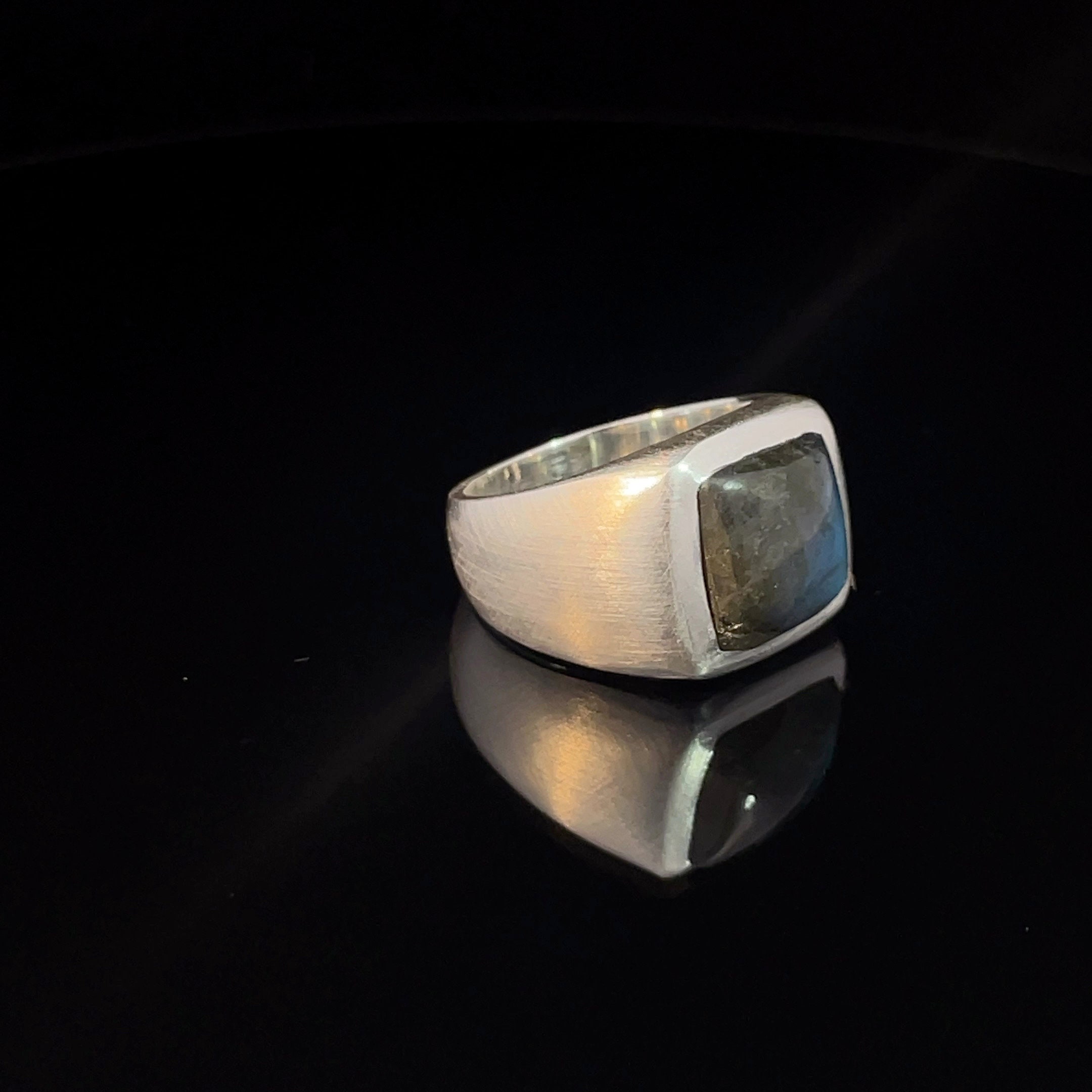 Labradorite Men's Ring, Solid Sterling Silver Ring for Men With a ...