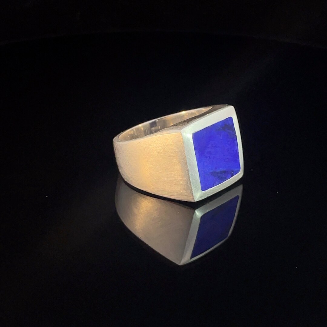 Lapis Lazuli Men's Ring, Solid Sterling Silver Ring for Men With a ...
