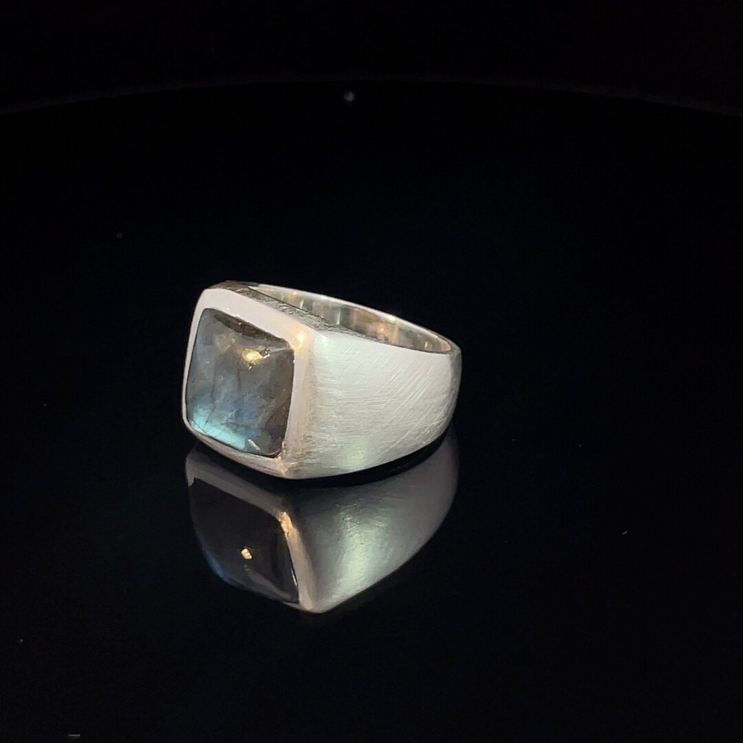Labradorite Men's Ring, Solid Sterling Silver Ring for Men With a ...