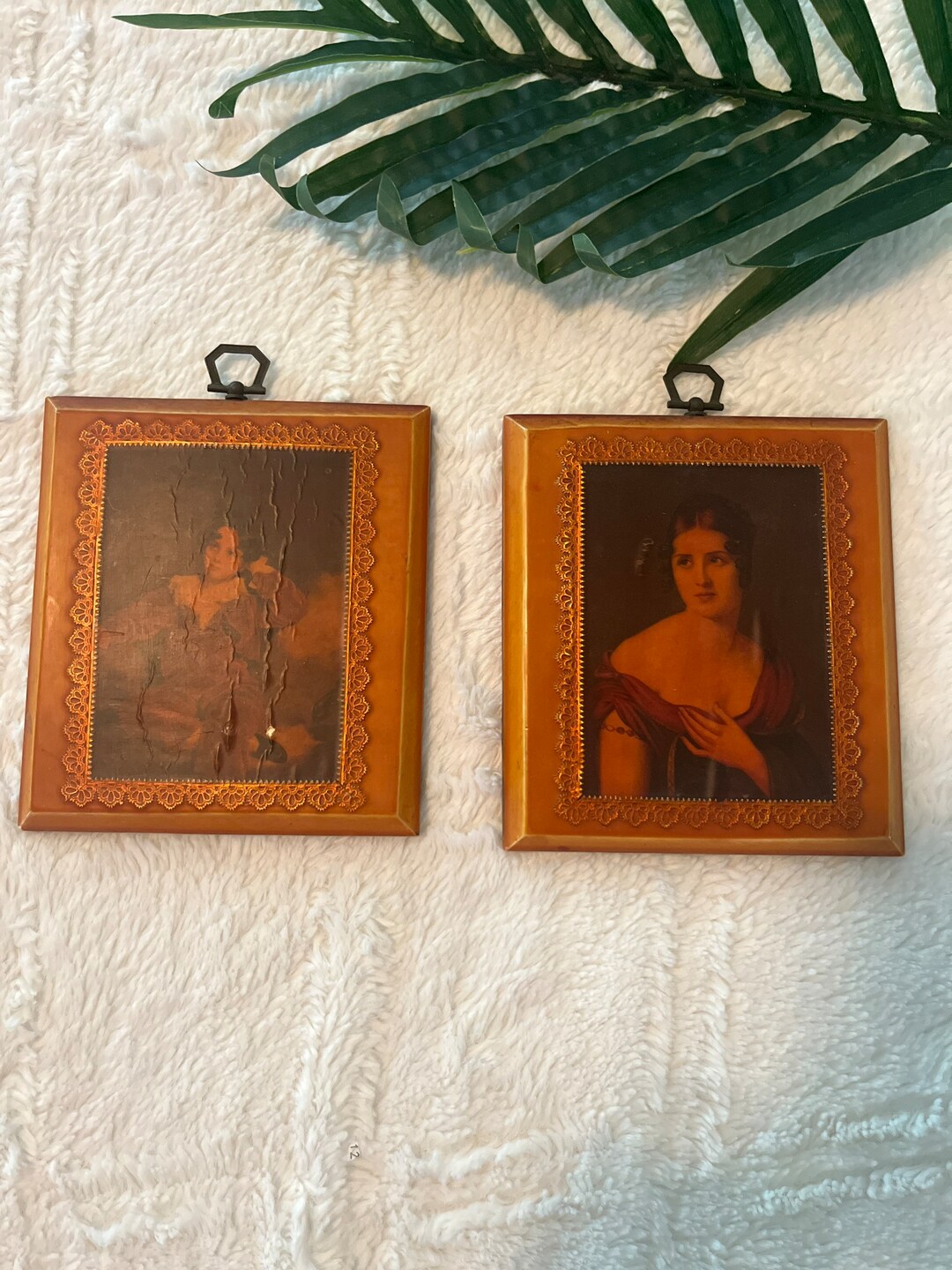 Two Vintage Victorian Wall Hanging Wooden Plaques / Victorian French ...