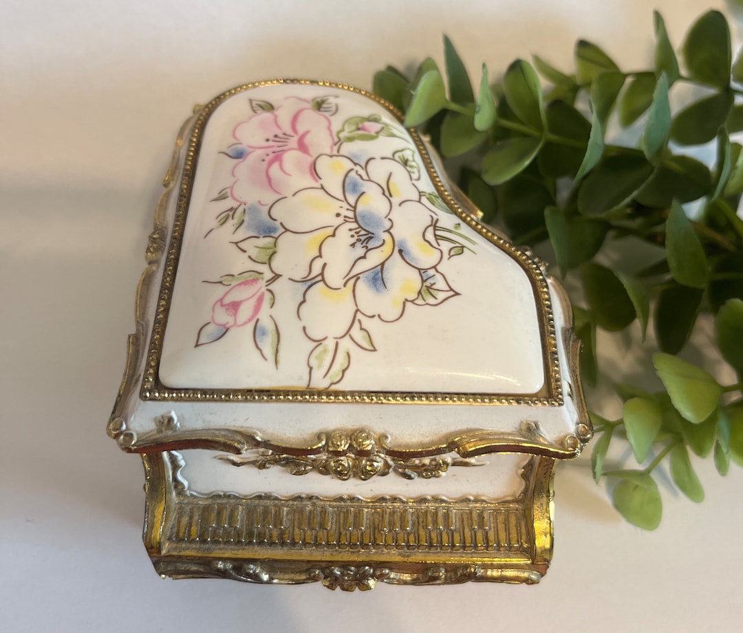 Vintage/antique Porcelain Piano Music and Jewelry Box/ Working Music ...