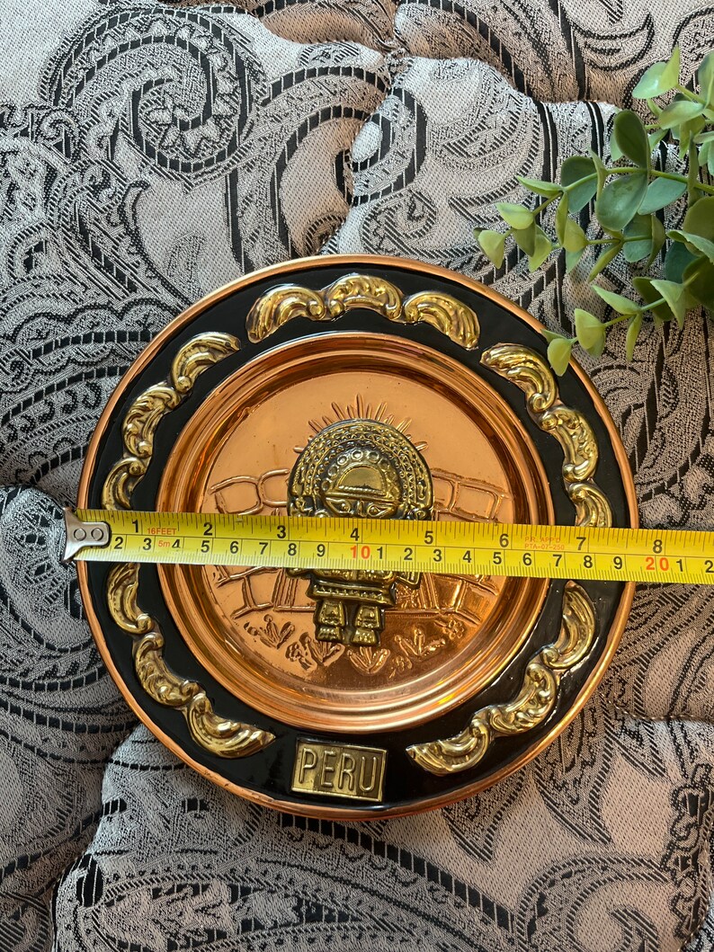 Vintage/antique Peru Peruvian Brass Copper Tone Aztec Warrior Plate ...