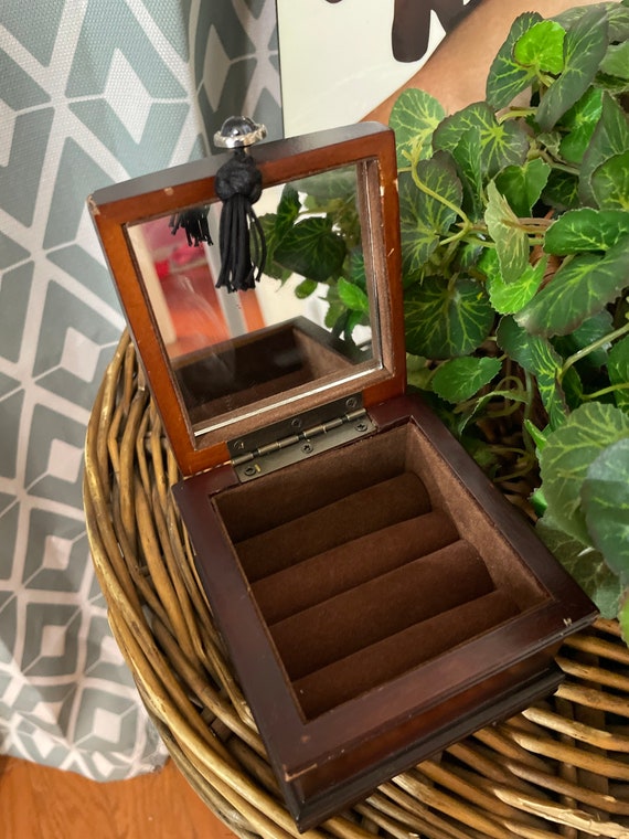 Wooden Jewelry Box with Inside Mirror & Ring Storage/… - Gem